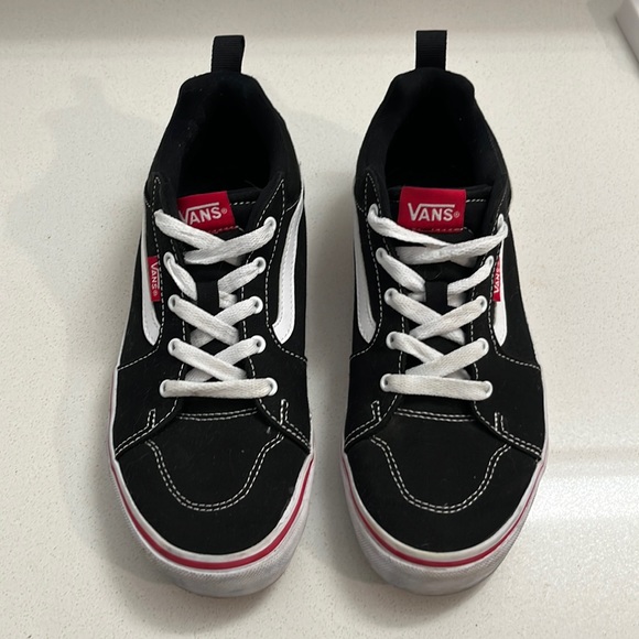 Vans | Shoes | Vans Off The Wall Youth Size 5 Black Suede Skate Flame ...